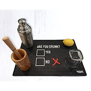 Are You Drunk? 17.7" x 11.8" Funny Bar Spill Mat Rail Countertop Accessory Home Pub Decor Slip Resistant Durable Thick Bar Covering For Craft Brewery Kitchen Cafe and Restaurant Decor
