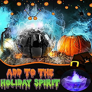 CHENGU Halloween Mist Maker Fogger Led Witch Cauldron Fog Maker Black Plastic Cauldron Colourful Water Fountain Pond Mist Machine Halloween Cauldron Decorations for Halloween Party Gift Decor (4)