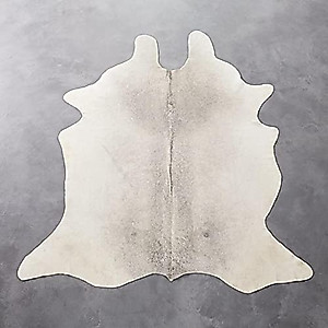 Just Cowhide Large Rug - Gray Cow Skin Hide Grey / White Premium Leather Area 5 ft X 7 Hair On,