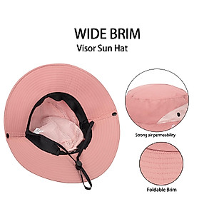 Womens Summer Sun Hat Beach Hat Wide Brim Outdoor UV Protection Hat Packable Mesh Bucket Hat with Ponytail Hole