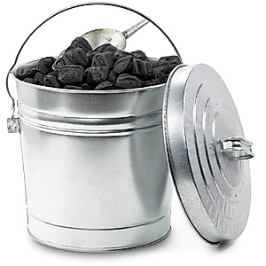 Plexon 10-Gallon Smooth Galvanized Steel Trash Can with Locking Lid, Silver, Made in USA
