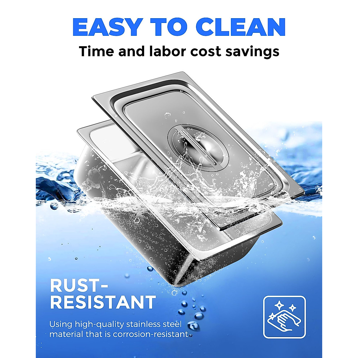 WantJoin 1/2 Half Size Steam Table Pans with Lid, 3 Pack 4 Inch Deep Restaurant Steam Table Pans Commercial, Hotel Pan Made of 201 Gauge Stainless Steel