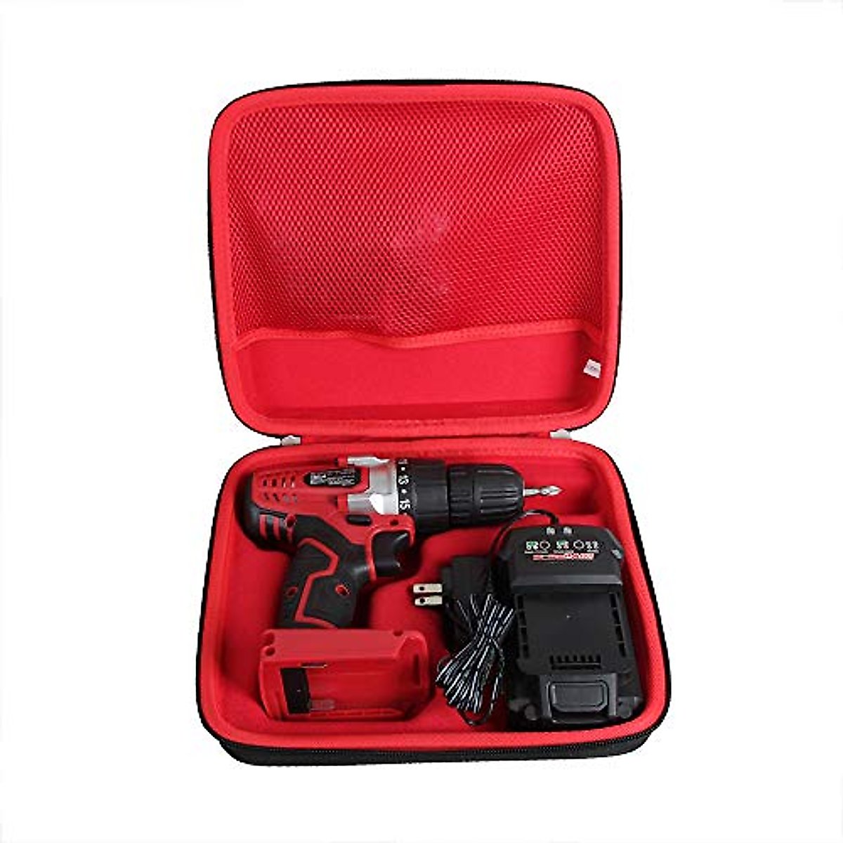 Hermitshell Hard Travel Case for Avid Power 20V MAX Lithium Ion Cordless Drill, Power Drill Set with 3/8 inches Keyless Chuck, Variable Speed, 16 Position and 22pcs Drill/Driver Bits (Black+Red)