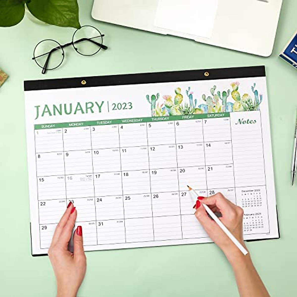 2023-2024 Desk Calendar - Jan 2023 - Jun 2024, 18 Months Large Monthly Desk Calendar, 17" x 12", Desk Pad, Large Ruled Blocks, to-do List & Notes, Best Desk/Wall Calendar for Planning or Organizing