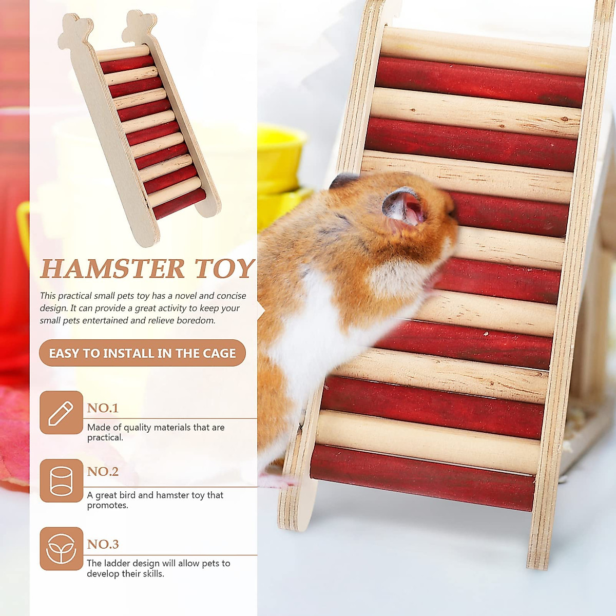 Hamster Climbing Ladder Pet Ladder Toy Ladder Plaything Decorative Ladder Toy Chinchilla Ladder Interesting Hamster Ladders Decorative Hamster Ladder Hamster Accessory