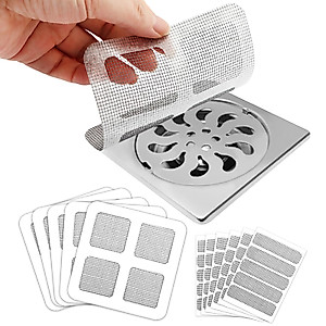 4 inch Disposable Shower Drain Cover Hair Catcher Shower Drain Mesh Stickers, Floor Drain Sticker for Bathroom, Laundry, Bathtub, Kitchen, Sink, 50 PCS Pack(grey)