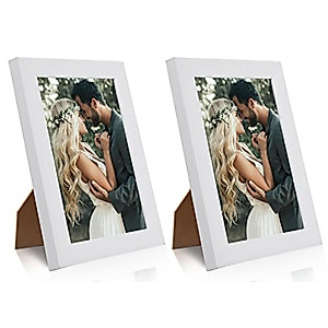 PECULA 2 Pack 4x6 Picture Frame, White Picture Frame for Wall and Tabletop Display, Photo Picture Frame with Clear Display