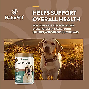 NaturVet All-in-One Dog Supplement - for Joint Support, Digestion, Skin, Coat Care – Dog Multivitamins with Minerals, Omega-3, 6, 9 – Wheat-Free Vitamins for Dogs – 120 Soft Chews