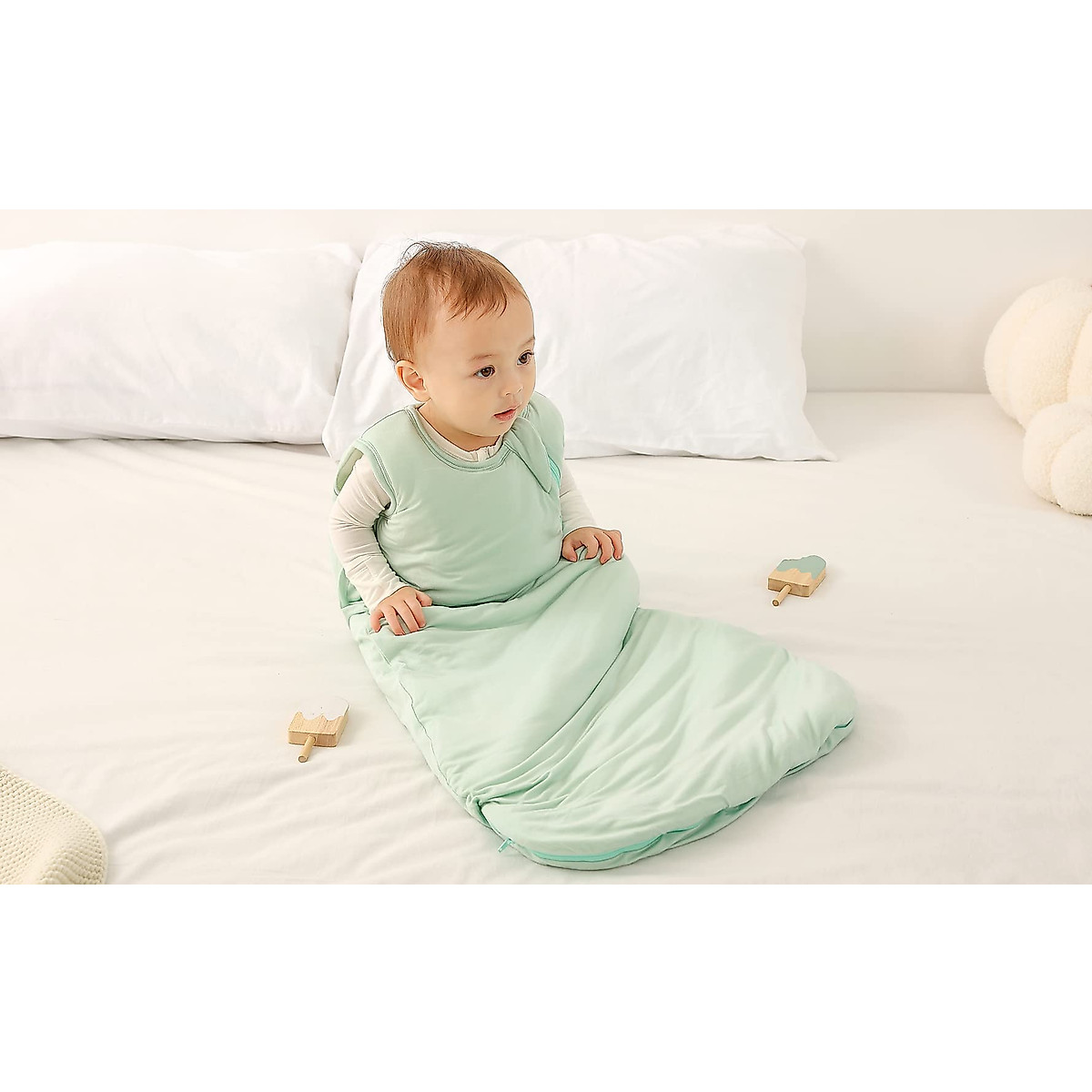 Unisex Baby Viscose from Bamboo Sleep Sack 1.0 TOG Sleeping Bag Infant Boys Girls Wearable Blankets (Grey, 6-18 Months)