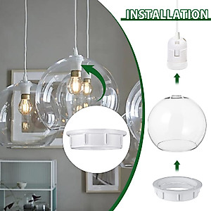 Light Socket Shade Rings,Aluminum Threaded Socket Ring for Medium Base E26 Sockets,Retaining Rings for Glass Lamp Shades/Light Fixtures (4-Pack White Color/For Thread Diameter 1-1/2 Inches)