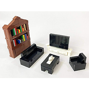 Brick Loot Toy Building Blocks Furniture Minifigure City Set Kit, For Adults & Kids Age 6+, 100% Compatible with Lego & Major Brands, Includes Bookcase, TV, Bed, Couch, Chair, Coffee Table, 236 Pieces