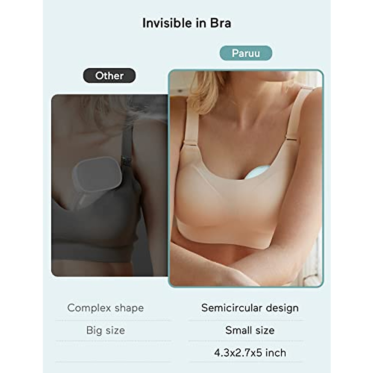 Hands-Free Breast Pump, Paruu Wearable Breast Pump Model X2 with 2 Modes & 5 Levels, Electric Portable Breast Pump, Discreet & Rechargeable, Long Battery Life, 17/21/25mm Flange (2 Count (Pack of 2))