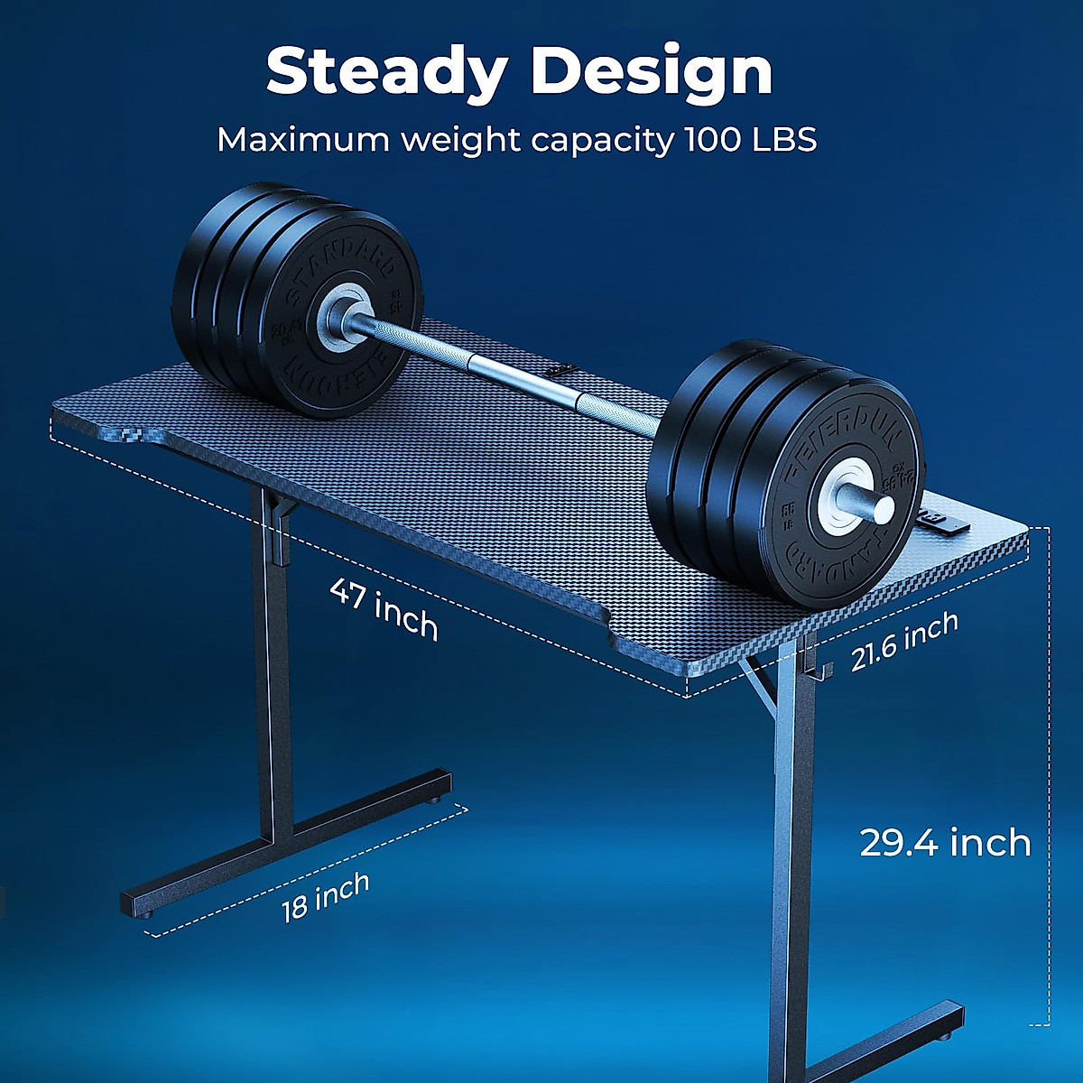 DOMICON Small Gaming Desk with LED Lights & Power Outlets, 39 Inch Computer Desk with Monitor Stand, PC Gaming Table with Carbon Fiber, Black