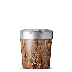 S'well Stainless Steel Ice Cream Pint Cooler 16 ounces Triple Layered Vacuum Insulated Keeps Ice Cream Frozen for Hours Ice Cream Pint Cooler, 1 Count (Pack of 1), Teakwood