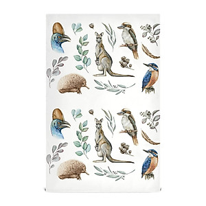 Australia Animal Bird Kitchen Towel Set Kangaroo Birds Dish Towel Set of 6 Tea Towels Large 28''x18'' Multi-Purpose Washing Cloth Home Decorative Lint-Free Dishcloths for Restaurant Household Use