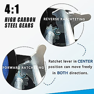 AKRIXKIP Boat Trailer Winch 1600LBS Hand Winch with 26ft Blue Winch Strap, 4:1 Gear Portable Winch with Hook, 2 Way Ratchet Manual Winch for Jet Ski Boat Towing Pulley Drag Winch