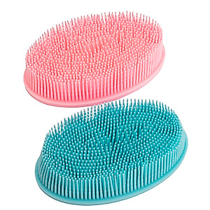 DNC Silicone Body Scrubber Exfoliating Bath Body Brush for Shower 2 Pack