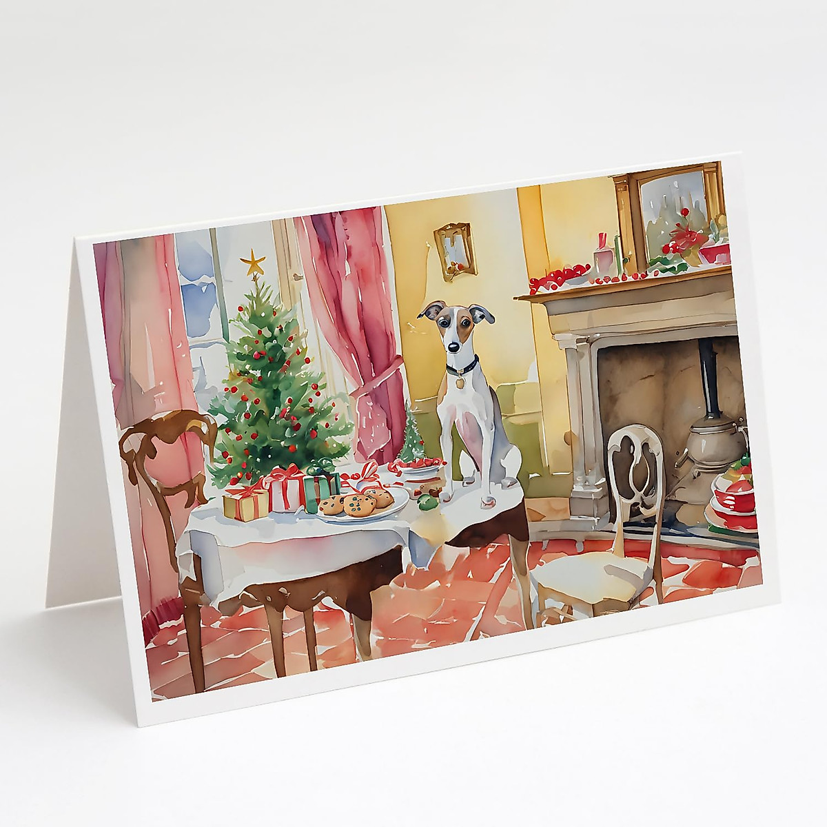 Caroline's Treasures DAC3824GCA7P Italian Greyhound Christmas Cookies Greeting Cards Pack of 8 Blank Cards with Envelopes Whimsical A7 Size 5x7 Blank Note Cards