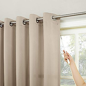 Sun Zero Barrow Energy Efficient Grommet Sliding Patio Door Curtain Panel, 100" x 84", Stone