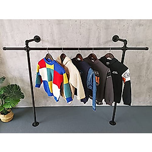 Anynice Industrial Pipe Clothing Rack,Industrial Clothing Rack, Clothing Rods for Hanging Clothes,Clothes Rack,Wall Mounted Garment Rack (58.7" W x 14.4" D x43.3 H, ANY-BF11)