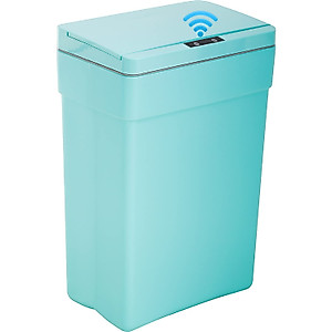 13 Gallon Trash can with lid, Automatic Touch Free Kitchen Trash Can, 50 Liter High-Capacity Plastic Office Garbage Can for Kitchen Living Room Home Office Bathroom Bedroom, Blue automatic trash