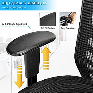 POWERSTONE Office Chair, Ergonomic Mesh Desk Chair with Adjustable Height Back Lumbar Support Armrest, Swivel Rolling Wheels Computer Chair, Task Chair, Black