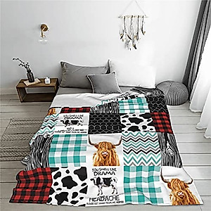 Highland Cow Blanket for Kids Teens Adults, Soft Lightweight Cozy Microfiber Flannel Fleece Throw Buffalo Blanket Cow Gifts for Women Men Girls -Size 50"x60"(Youth)