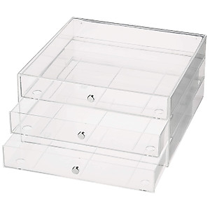Simply Tidy Clear 3-Drawer Organizer Organize Cosmetics, Stationary, and Arts & Crafts - Bulk 4 Pack