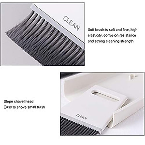 Broom and Dustpan Set, Small Dustpan and Brush Set Desktop Cleaning Brush Household Broom Desktop Trash Can for Home School Office Cleaning (Grey White)