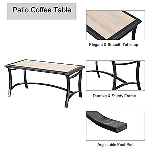 LOKATSE HOME Outdoor Loveseat Set of 2 Patio Furniture Couch with Rectangle Coffee Table, Black&Gray