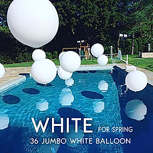 36 inch Giant Round White Balloons 5 PACK Thick extra large Jumbo Balloon for Wedding Birthday Baby Shower Anniversary Party Decorations
