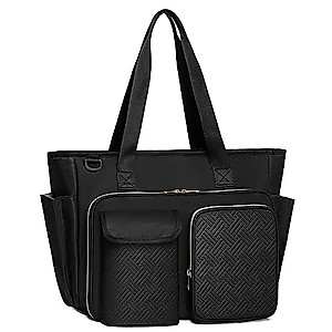 Fasrom Teacher Tote Bag with Laptop Compartment, Teacher Work Bag for Women and Teaching Supplies, Black (Patent Design)