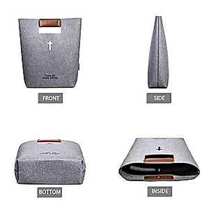 Bible Bag, Felt Bible Tote, Bible Carrying Case, Church Bag, Carved Cross Bible Cover for Women & Men Bible Study Case, Christmas Gift