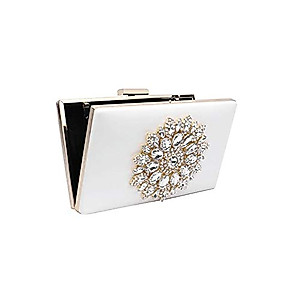 L-COOL Cute Diamond Evening Clutch Purse Shoulder Bag Crossbody Handbag With Chain For Women (White)