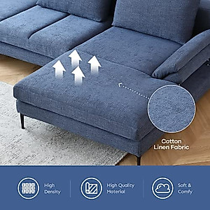Acanva Luxury L-Shaped Corner Sectional Sofa Bed, Extra Wide Comfy 2-Piece Couch with Chaise, Adjustable Armrest, Right Hand Facing Seating, Jewelry Blue