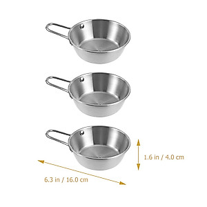 Veemoon 3pcs Korean Traditional Bowls Rice Wine Bowl with Handle, Stainless Steel Soup Bowl Metal Sauce Bowl for Home Tavern Hotel Party Banquet Dinner, Korean Wine Bowl