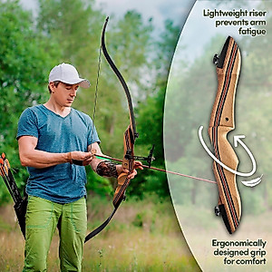 Keshes Takedown Hunting Recurve Bow and Arrow - 62 Archery Bow for Teens and Adults, 15-60lb Draw Weight - Right and Left Handed, Archery Set Bowstring Arrow Rest Stringer Tool Sight
