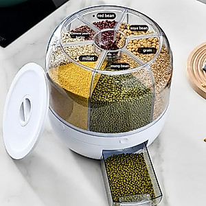 Grain Storage Container Dispenser, rice dispenser rotating, 360° rotating food dispenser One-Click Output rice Storage Round Grain Dispenser Kitchen for Small Grains, Beans, Rice (C)