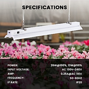iPower 2 Feet LED Grow Light Stand Natural White Full Spectrum for Indoor Plant Starting Seeds and Propagating Cuttings, Height Adjustable