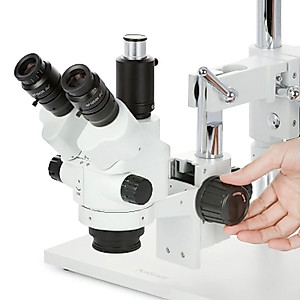 AmScope - 3.5X-90X Simul-Focal Stereo Lockable Zoom Microscope on Dual Arm Boom Stand - SM-4NTPZ