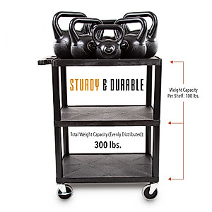 Stand Steady Tubstr 3 Flat Shelf Printer Cart, Compact and Heavy-Duty Utility Storage - Supports up to 300 lbs, Great for Home, Office, Warehouse, 28 x 18 in Tool Table, Moves Cargo Easily (Black)