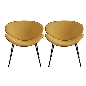 Cui Liu – Chair Set - Amura Accent Chair Set of 2 - Soft Plush Fabric Retro Designer Chairs with Matte Black Legs Mid Century Living Room Chairs (Mustard)