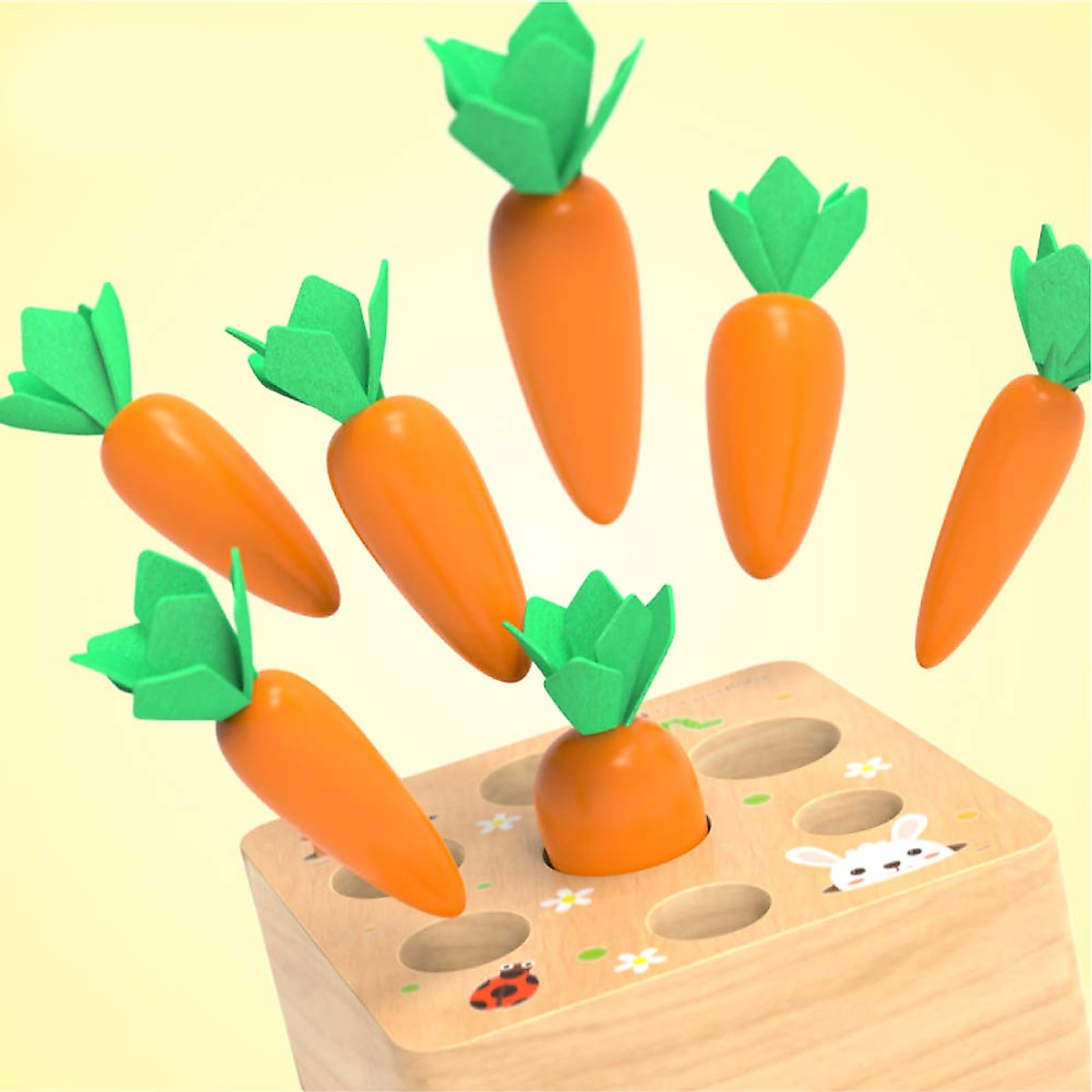 NIWWIN Educational Wooden Toys for Toddlers, Carrots Harvest Shape Size Sorting Game, Developmental Montessori Toys for Boys and Girls Preschool Learning Fine Motor Skill