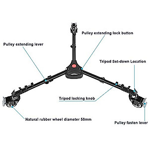 Neewer Photography Tripod Dolly, Heavy Duty with Larger 3-inch Rubber Wheels, Adjustable Leg Mounts and Carry Bag for Tripods, Light Stands for Photo Video Lighting, Load up to 50 pounds
