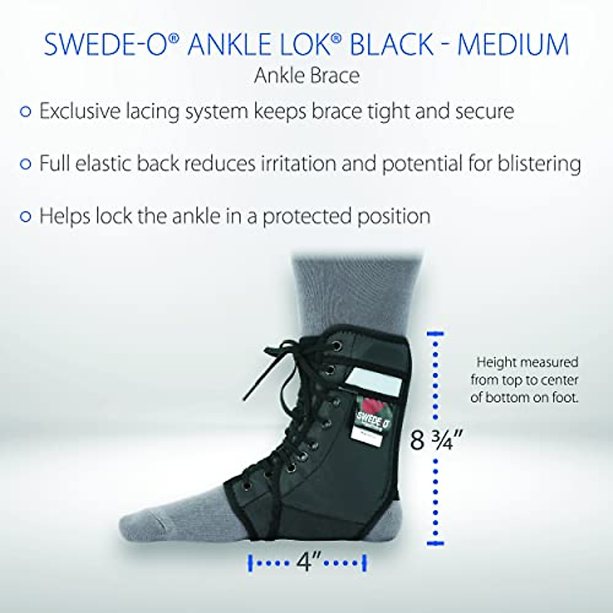 Swede-O Ankle Lok Ankle Brace, Black - Medium