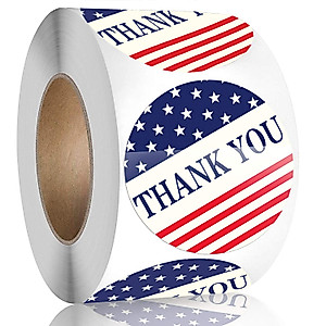 YINHEXI American Flag Thank You Stickers, 500 Labels Per Roll for Small Business Packaging, Seal Stickers (Style-A, 1.5 inch)