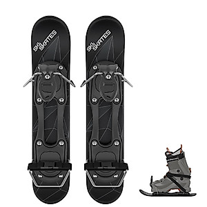 Skiskates - Short Mini Ski Skates for Snow | Skating Skis Snowblades Skiboards | Ice Skates for Snow | Shortest Skis Ever (Black | for Ski Boots)