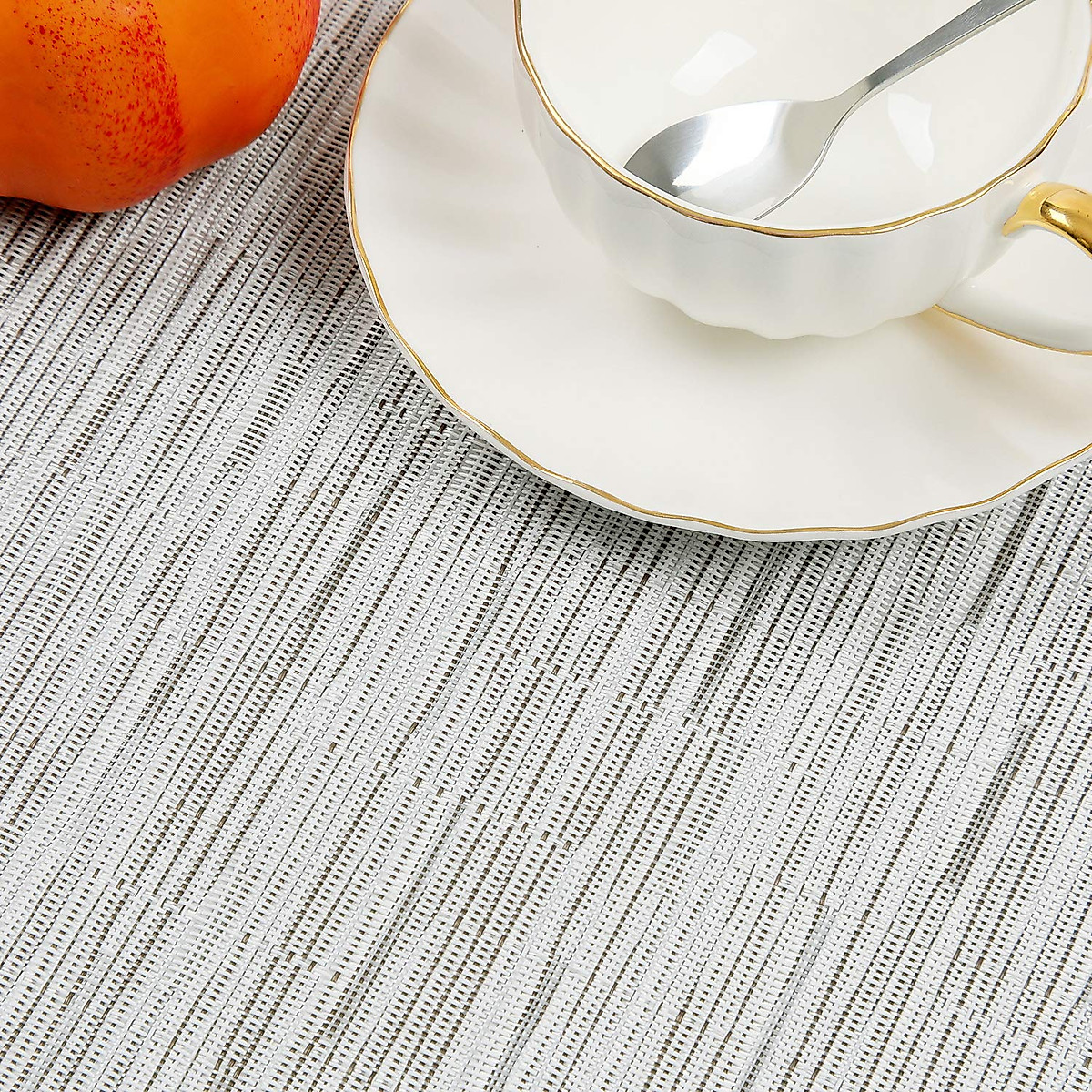 SHACOS Round Table Placemats Set of 5 Wedge Shaped Place Mat with Round Centerpiece Mat Heat Resistant Table Mats Washable (5, Gray White)