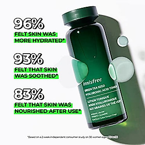 innisfree Green Tea Hyaluronic Acid Hydrating Toner with Panthenol, Korean Face Toner for Soothed, Hydrated Skin