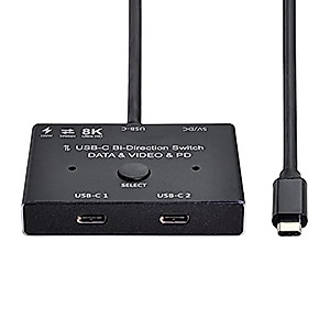 NFHK USB-C Type-C Bi-Direction Switch MST 1 to 2 Hub Support Video Data PD 8K@30hz 100W 10Gbps